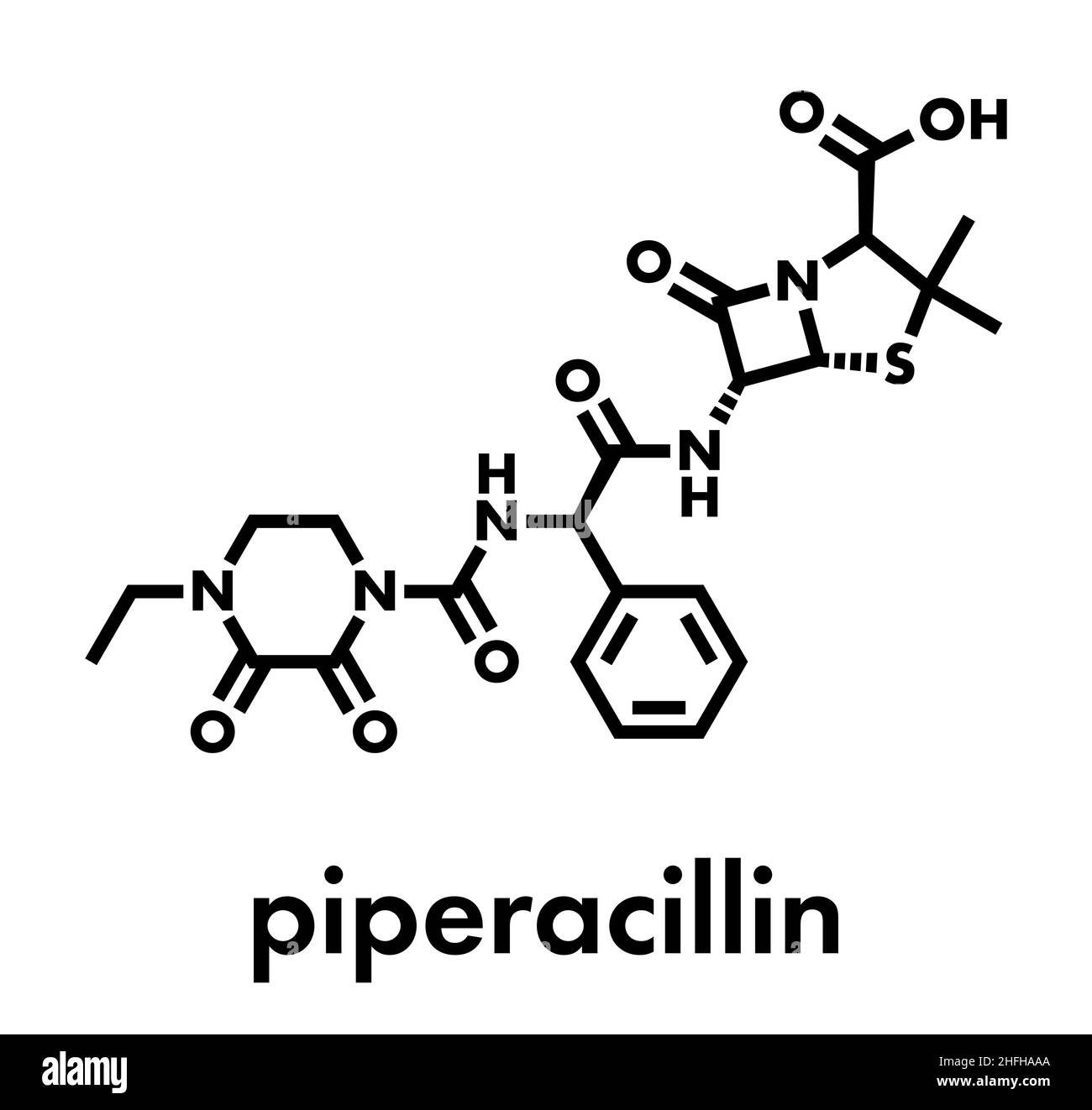 Piperacillin antibiotic drug molecule. Skeletal formula Stock Vector ...