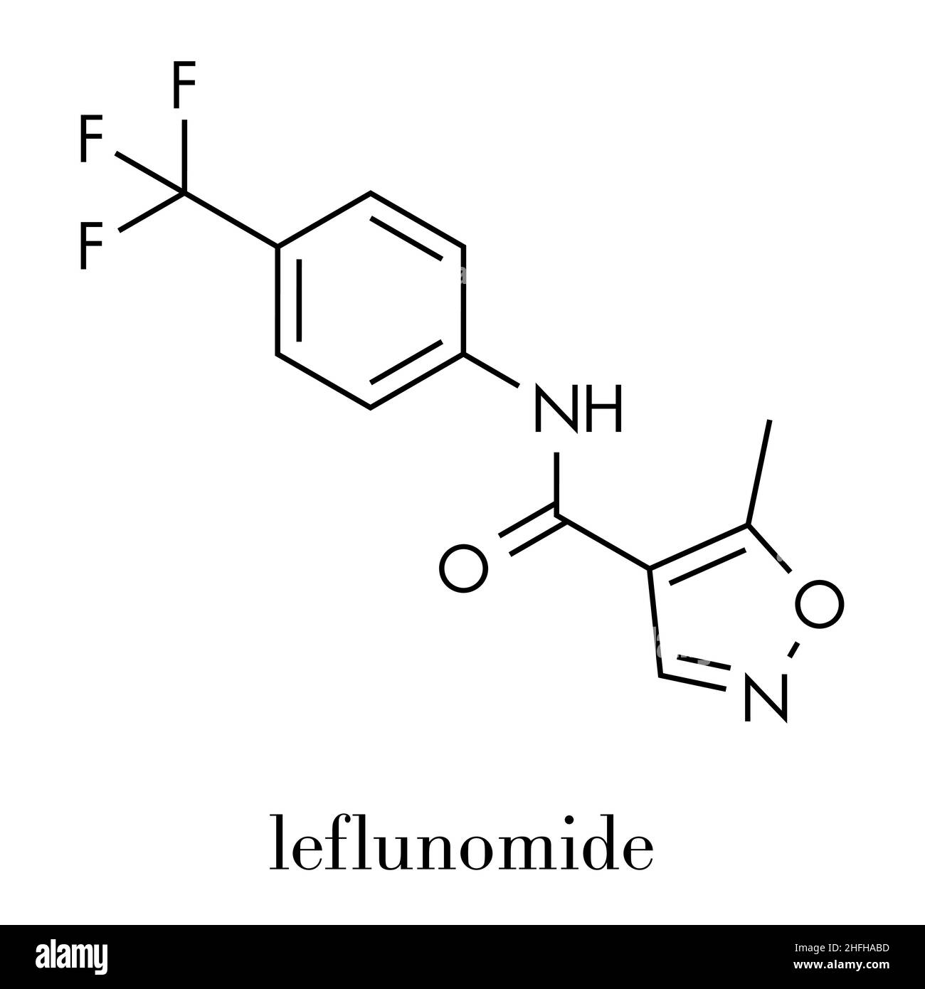 Leflunomide rheumatoid arthritis drug molecule. Skeletal formula Stock ...