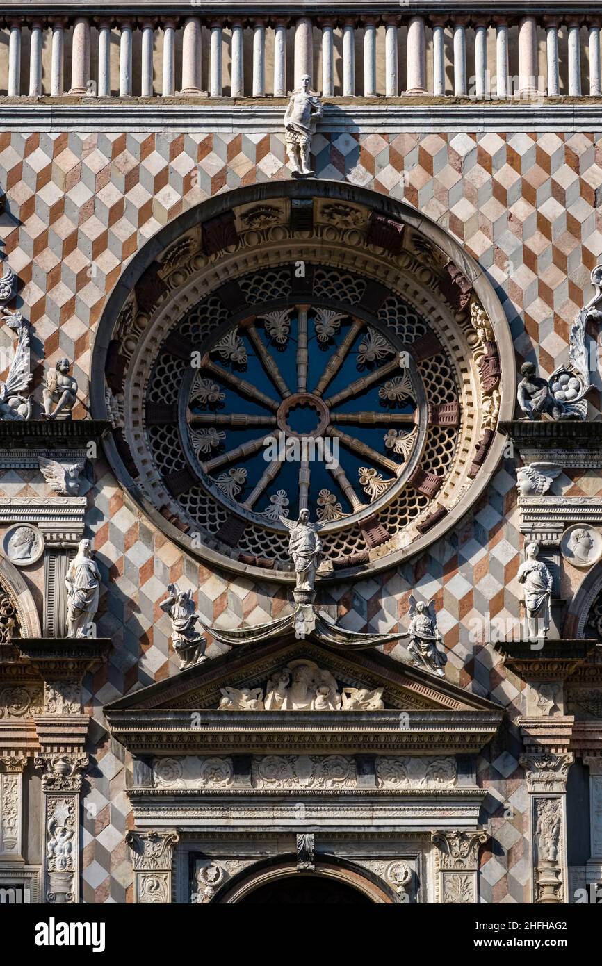 Detail of the facade of Colleoni Chapel, part of the church Basilica of ...