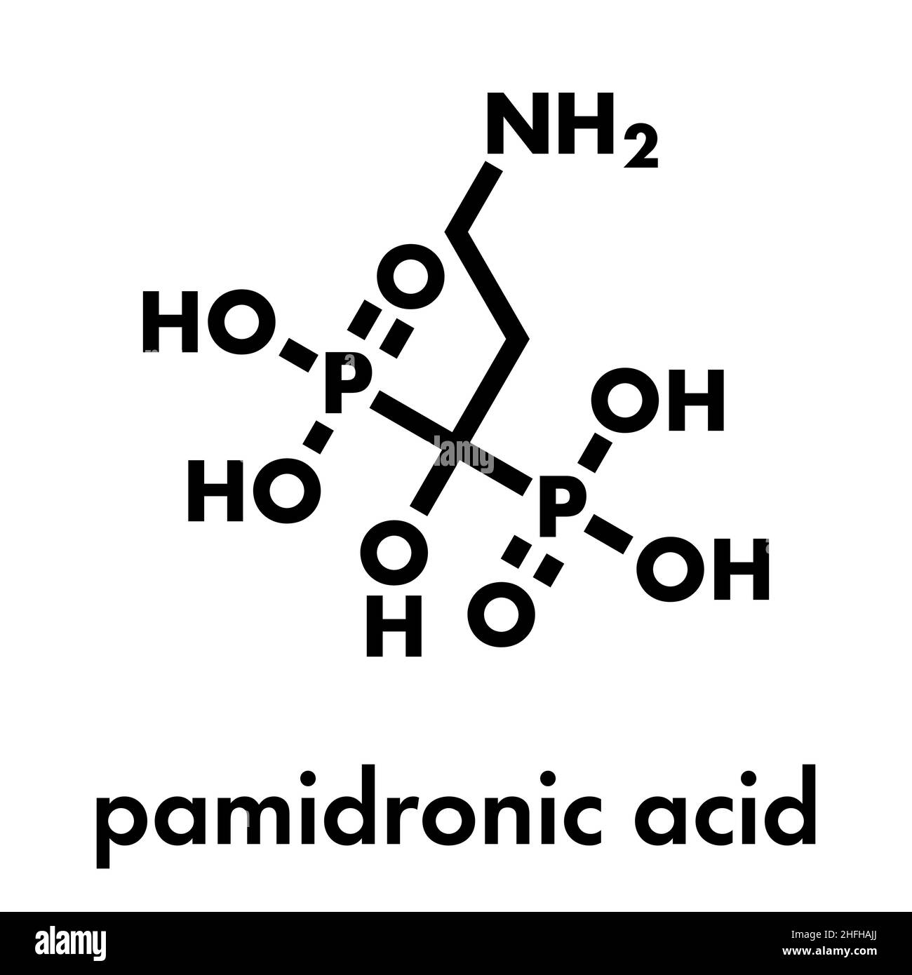 Pamidronic acid (pamidronate) osteoporosis drug molecule ...