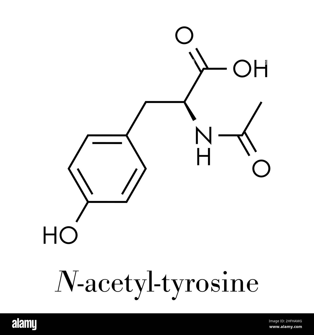 N-acetyl-tyrosine (NALT) molecule. Acetylated form of the amino acid ...