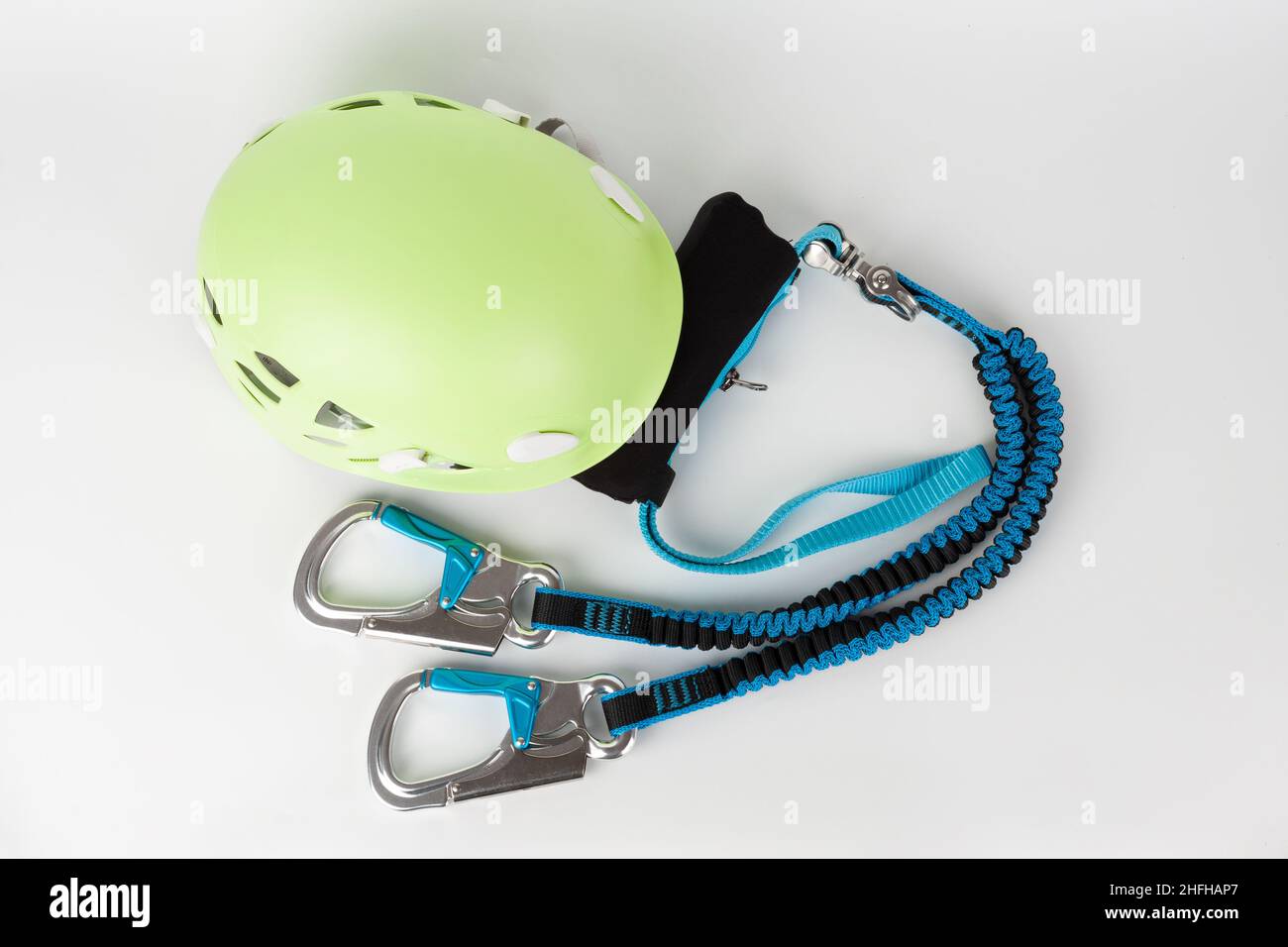 Via ferrata set, one touch carabiners, elastic safety branches with strap fall absorber and ...
