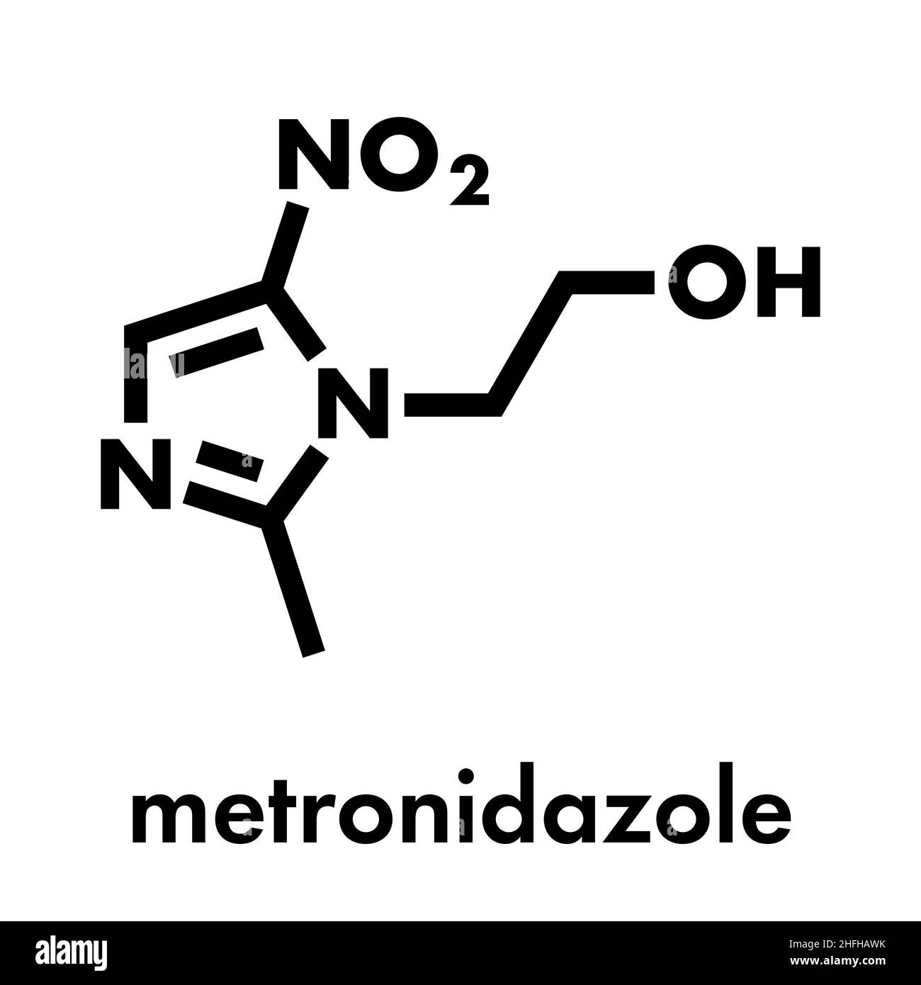 Metronidazole antibiotic drug (nitroimidazole class) molecule. Skeletal formula Stock Vector ...