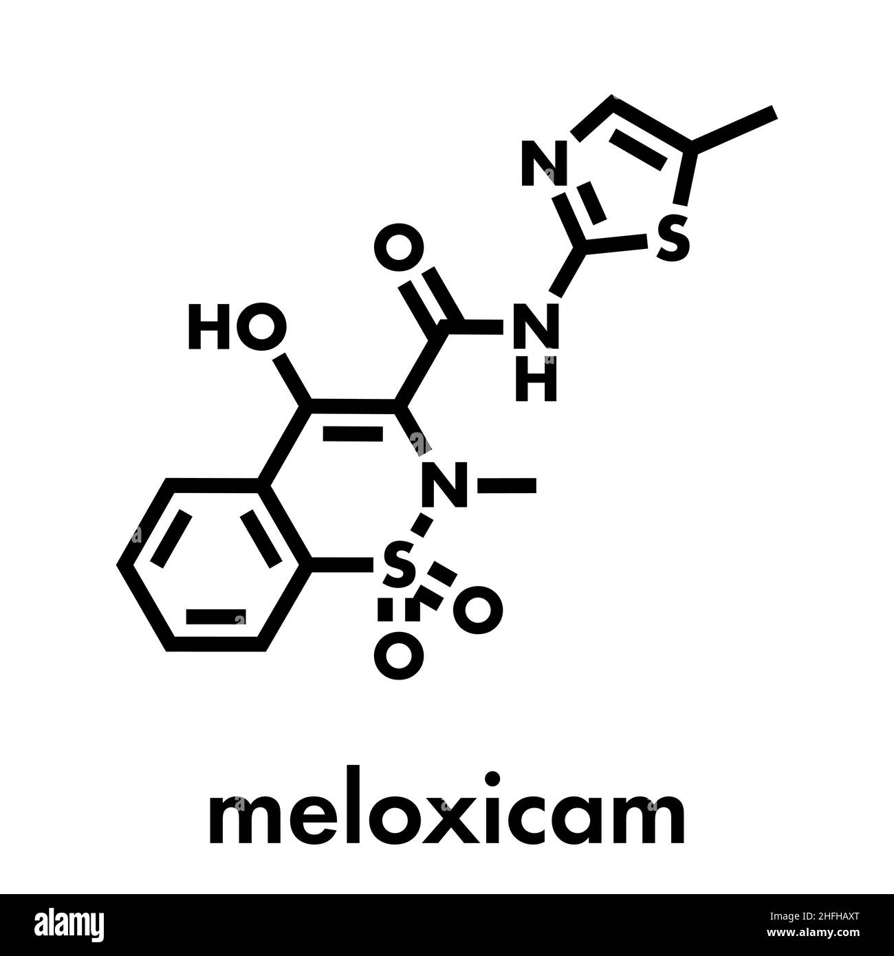 Meloxicam NSAID drug molecule. Skeletal formula Stock Vector Image ...