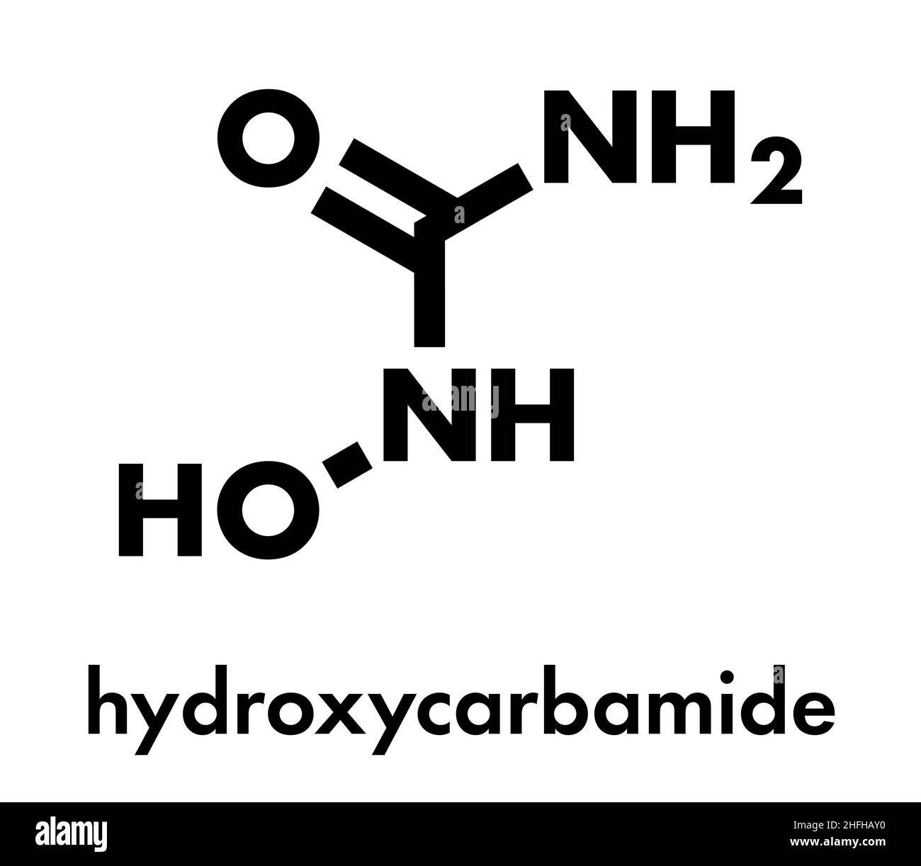 Hydroxycarbamide cancer drug molecule. Skeletal formula Stock Vector ...