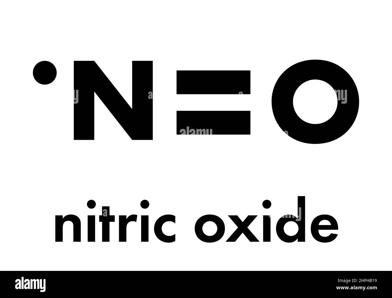 Nitric oxide (NO) free radical and signaling molecule. Skeletal formula ...