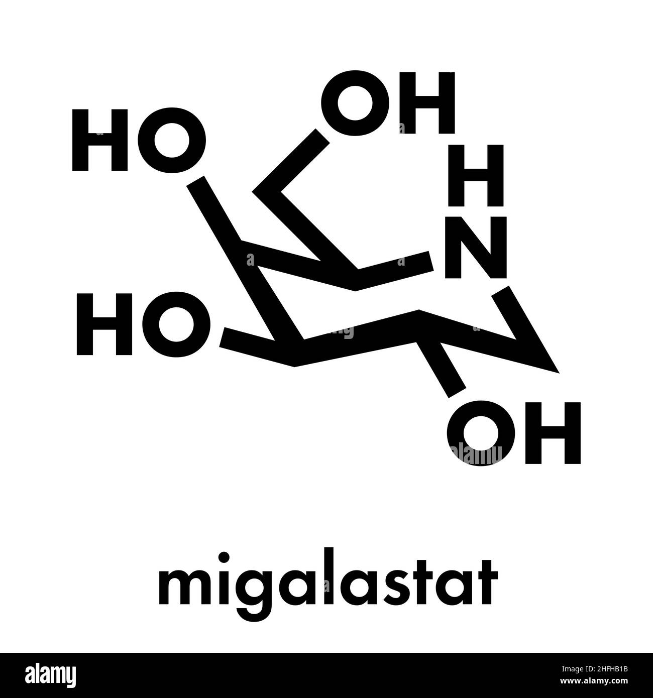 Migalastat Fabry disease drug molecule. Skeletal formula Stock Vector ...