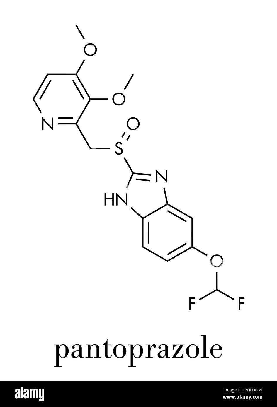 Pantoprazole gastric ulcer drug molecule (proton pump inhibitor ...