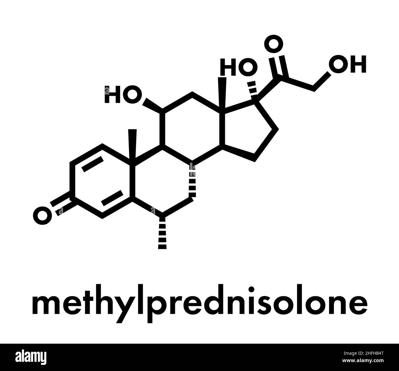 Methylprednisolone corticosteroid drug molecule. Skeletal formula Stock ...