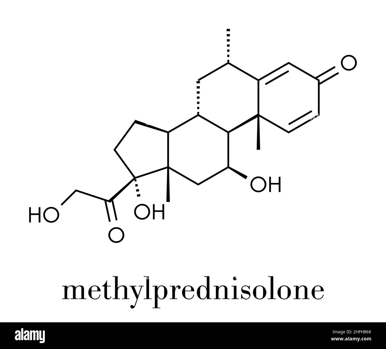 Methylprednisolone corticosteroid drug molecule. Skeletal formula Stock ...