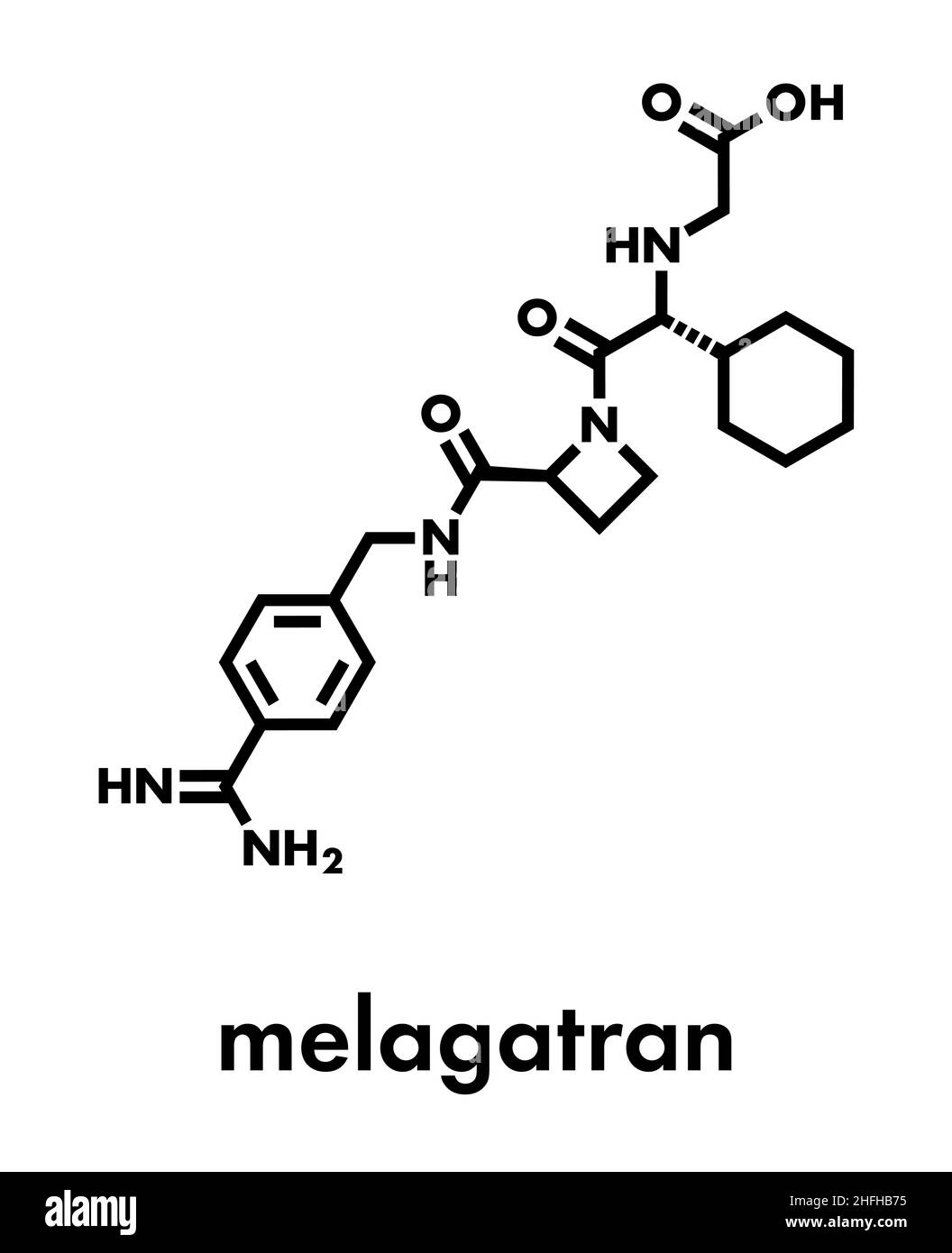 Melagatran anticoagulant drug molecule (direct thrombin inhibitor ...