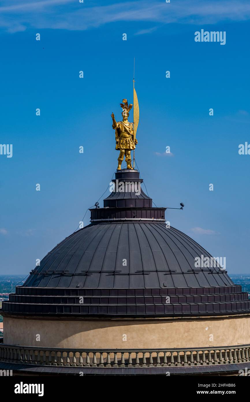 The golden statue of Saint Alexander of Bergamo, the patron saint of ...