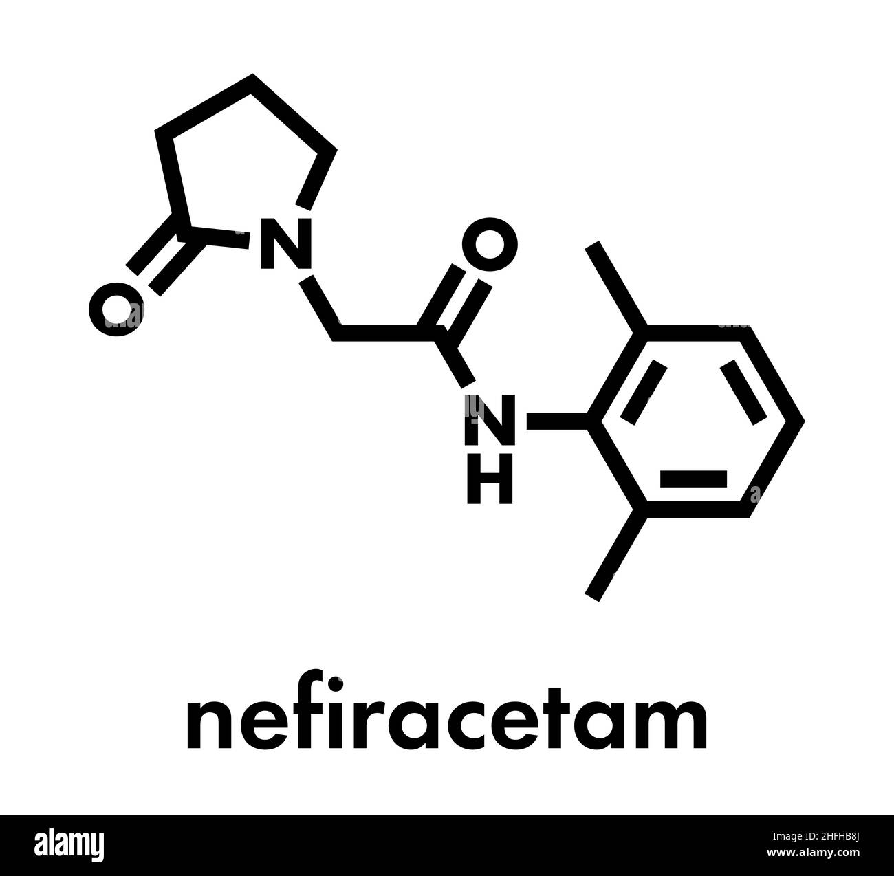 Nefiracetam nootropic drug molecule. Skeletal formula Stock Vector ...