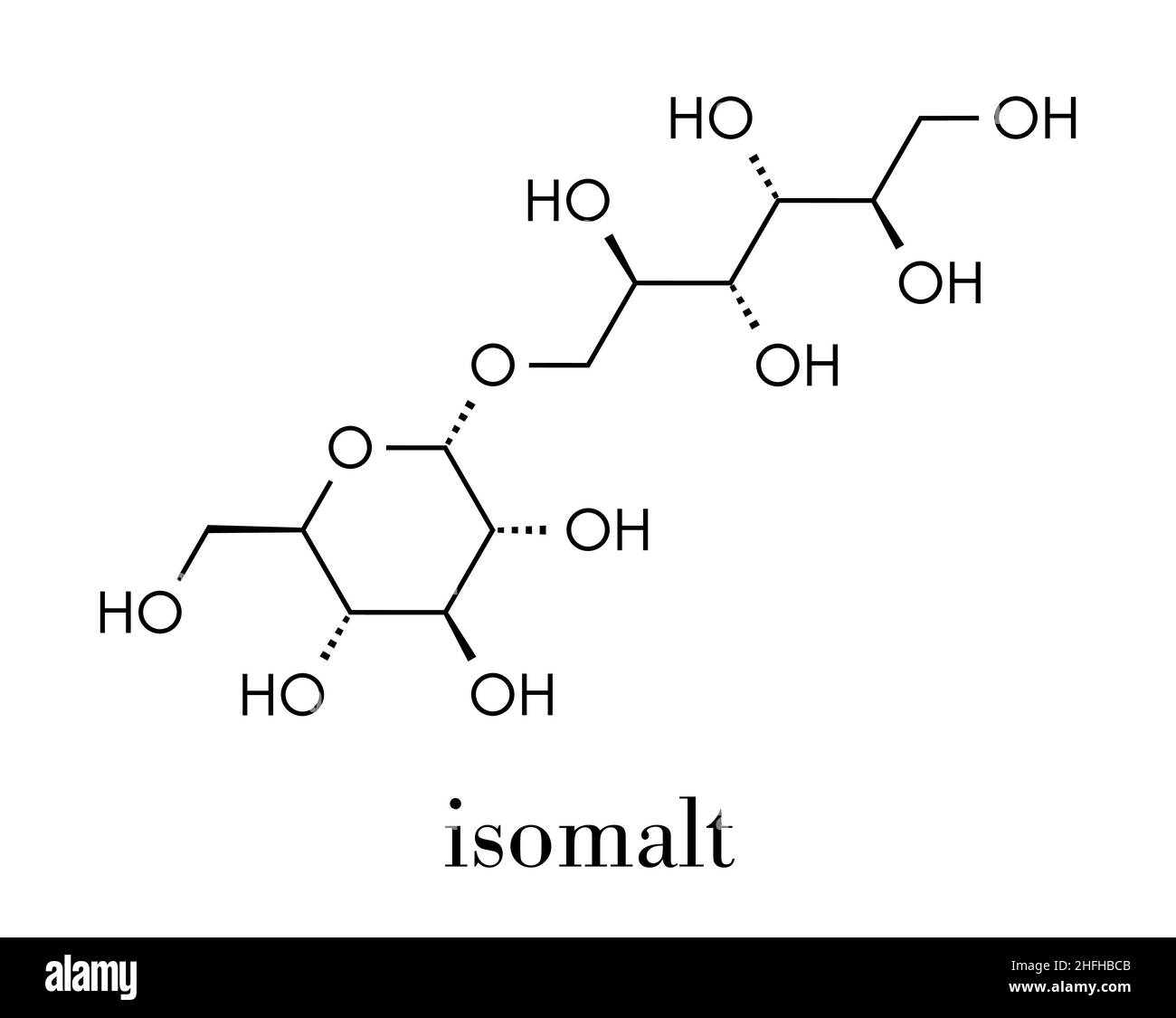 Isomalt sugar substitute molecule (one of two components shown ...