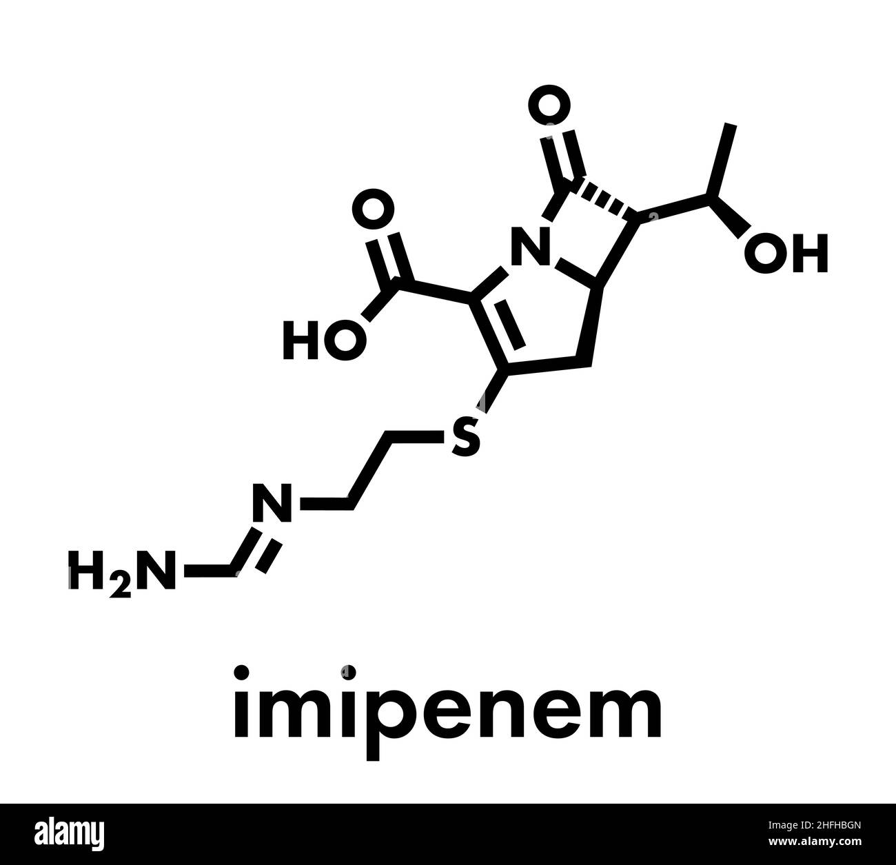 Imipenem antibiotic drug molecule. Belongs to carbapenem class ...