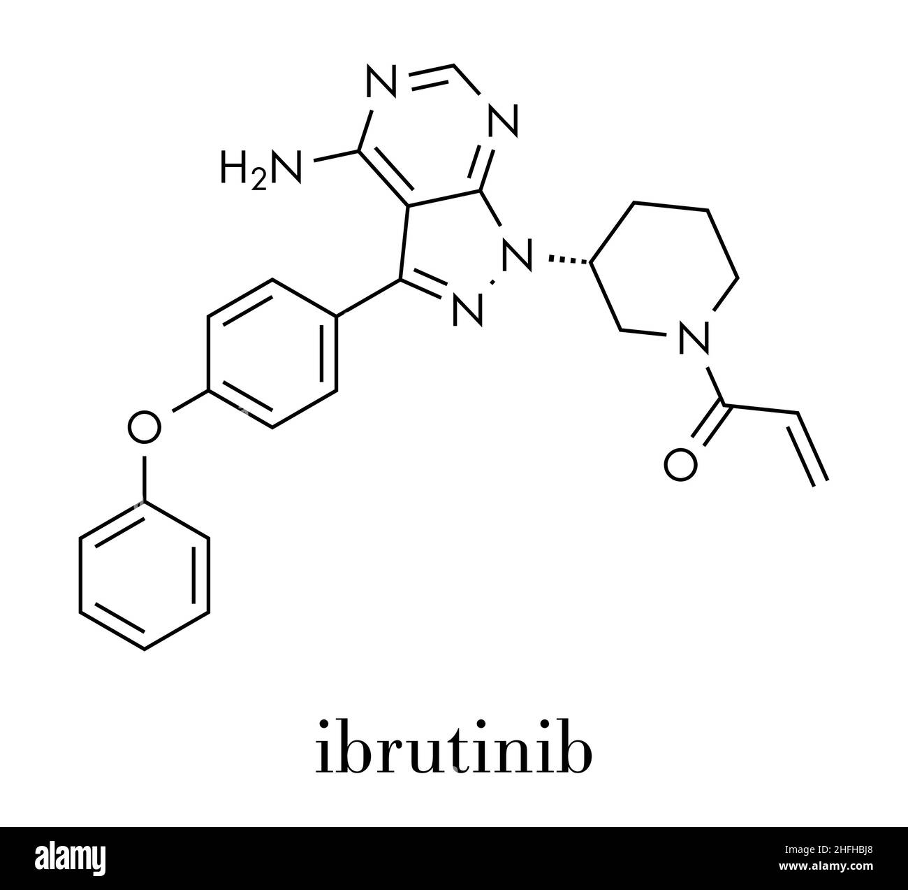 Ibrutinib cancer drug molecule. Used in treatment of mantle cell lymphoma and chronic ...