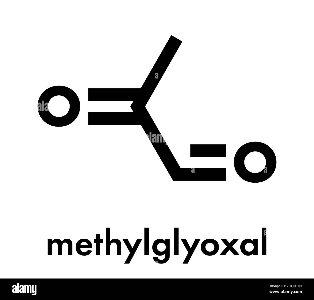 Methylglyoxal (pyruvaldehyde) molecule. Produced by glycolysis; is ...