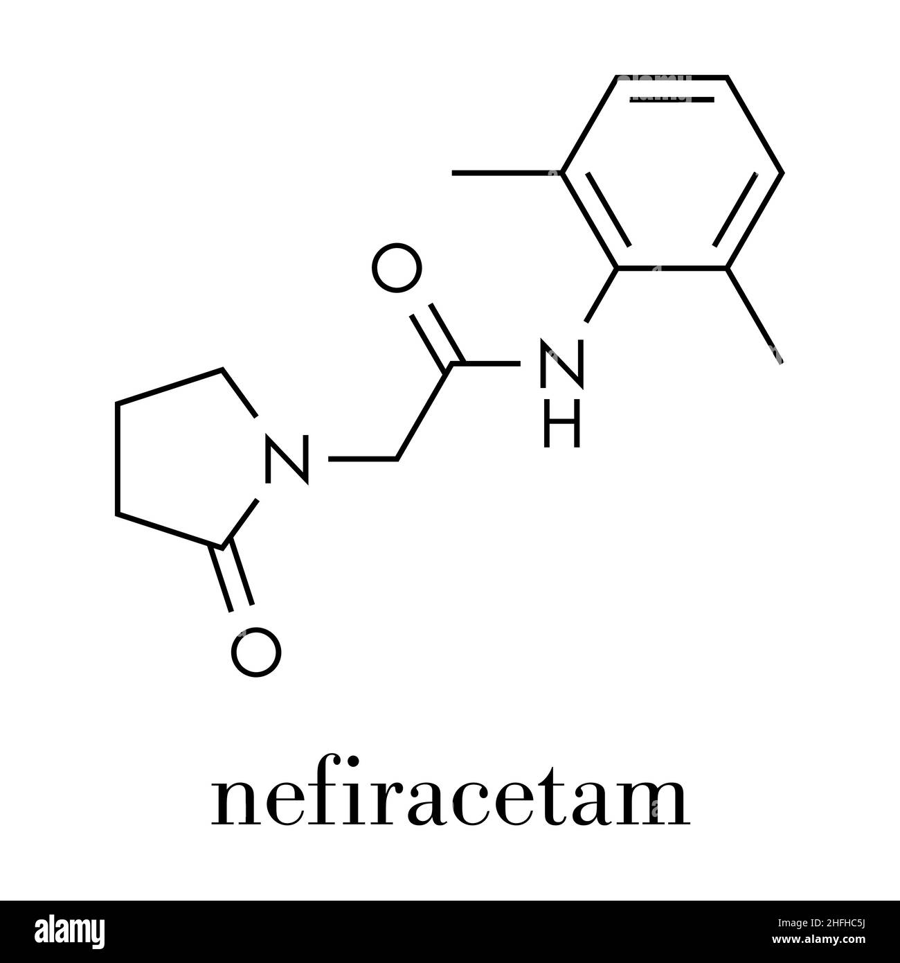 Nefiracetam nootropic drug molecule. Skeletal formula Stock Vector ...