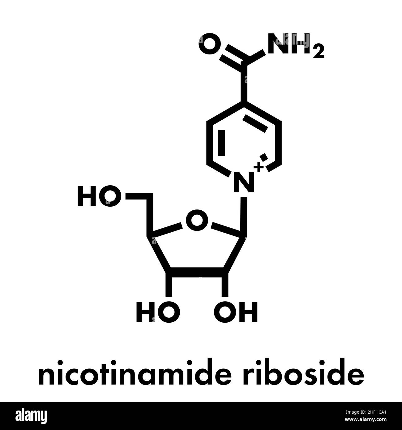Nicotinamide riboside (NR) molecule. Precursor of nicotinamide adenine dinucleotide (NAD ...