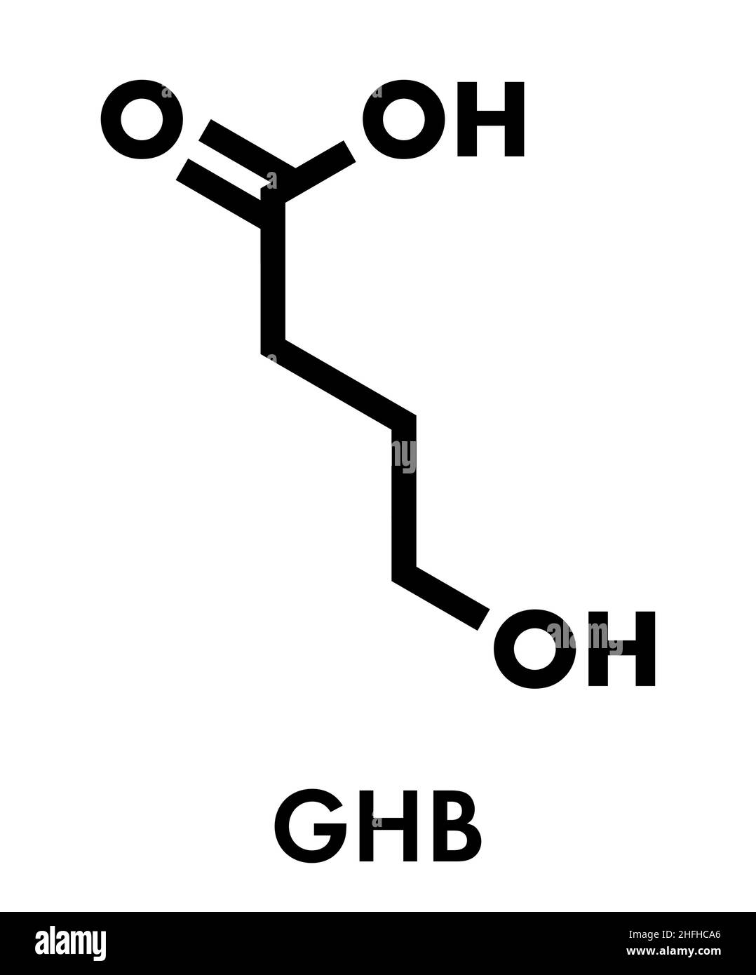 Gamma-hydroxybutyric acid (GHB, oxybate, liquid ecstasy) molecule ...