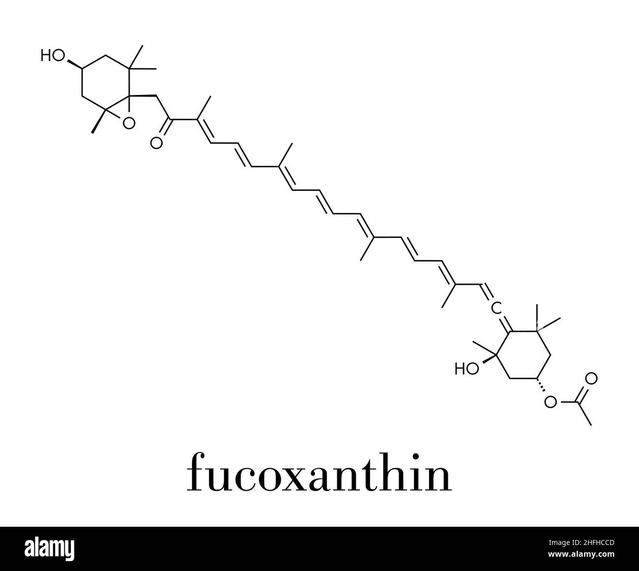 Fucoxanthin brown algae pigment molecule. Ingredient of some dietary ...