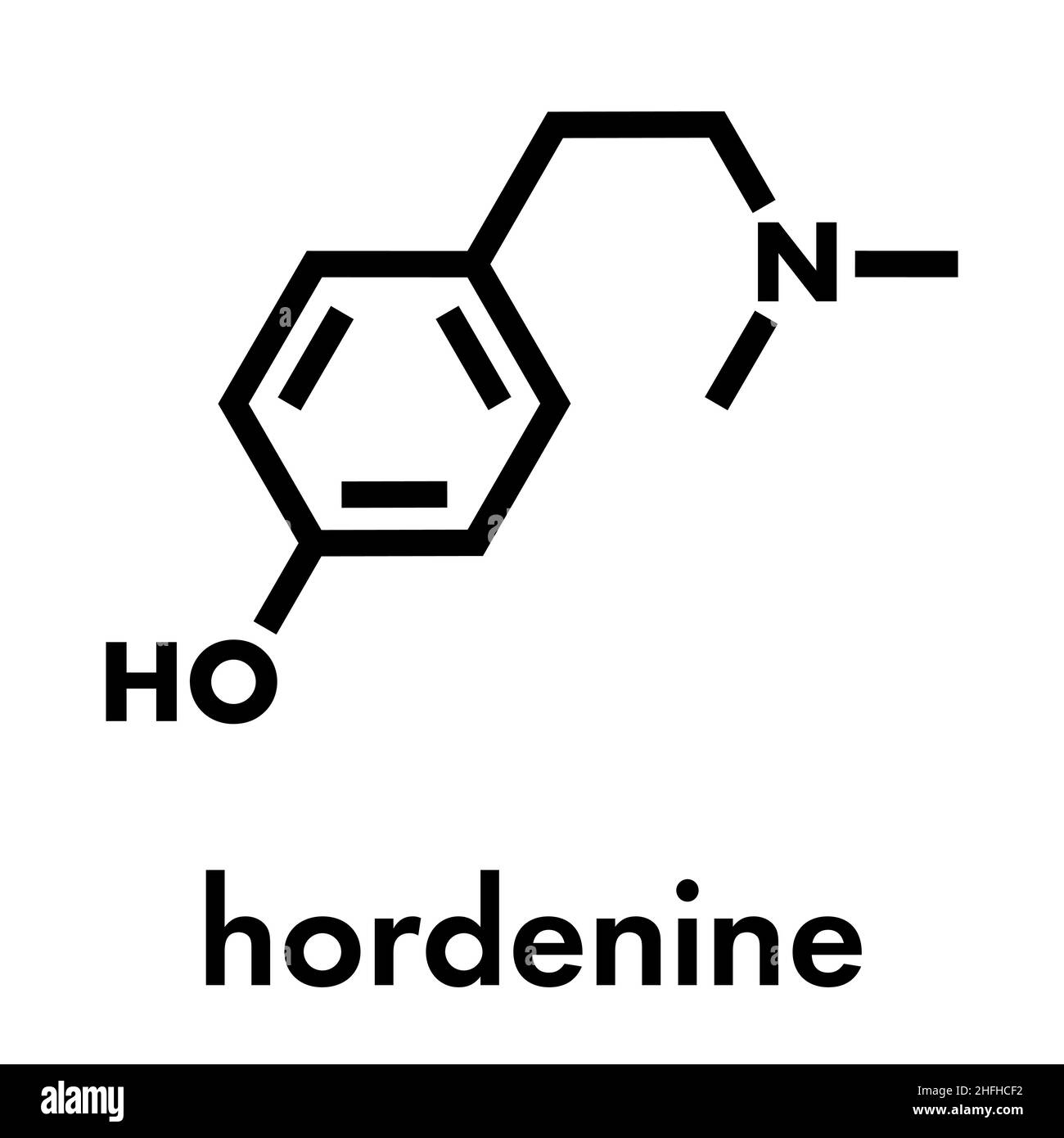 Hordenine (dimethyltyramine) stimulant molecule, chemical structure ...