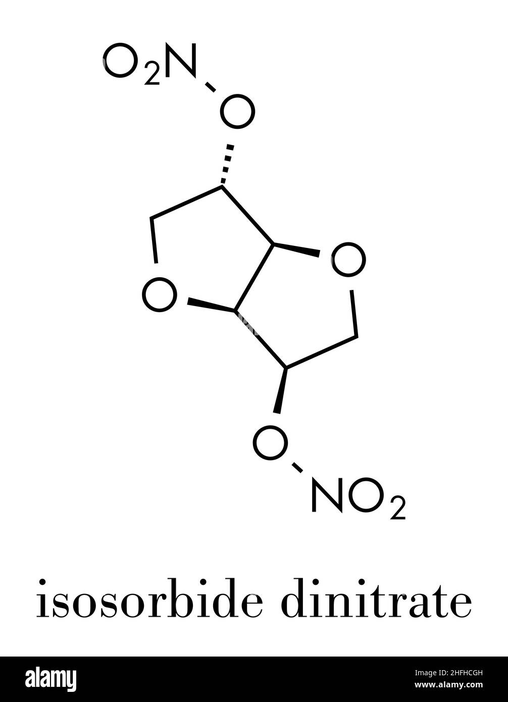 Isosorbide dinitrate (ISDN) vasodilator drug molecule. Used in ...