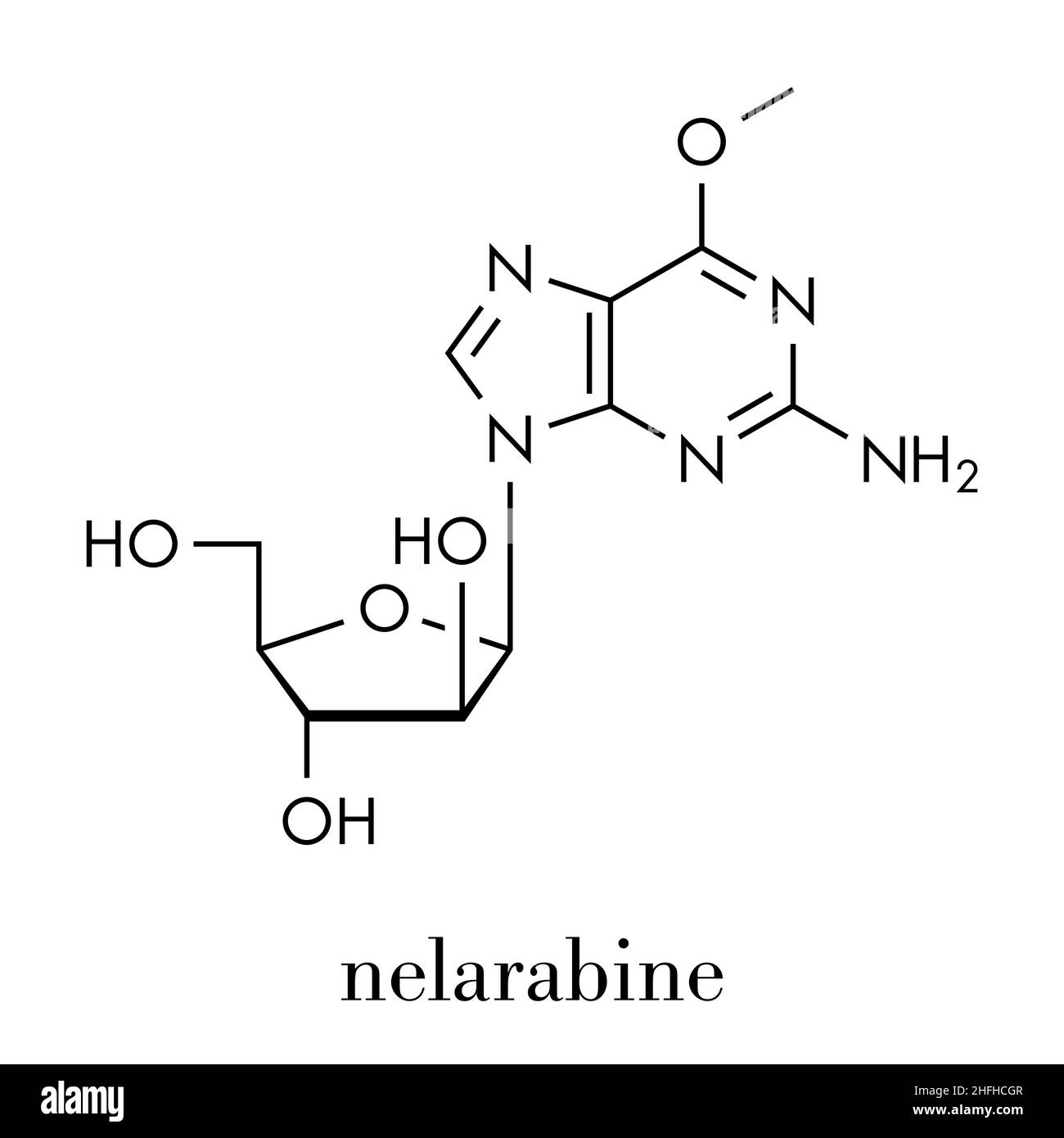 Nelarabine leukemia drug molecule. Skeletal formula Stock Vector Image ...