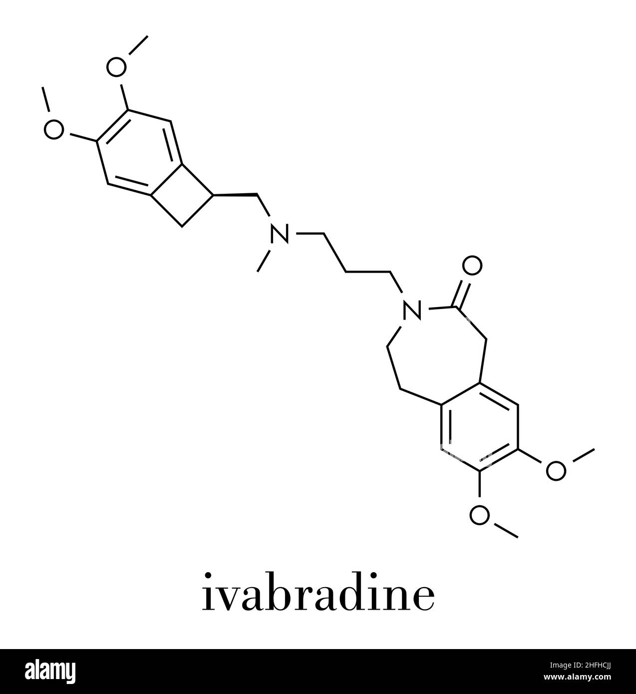 Ivabradine angina pectoris drug molecule. Skeletal formula Stock Vector ...