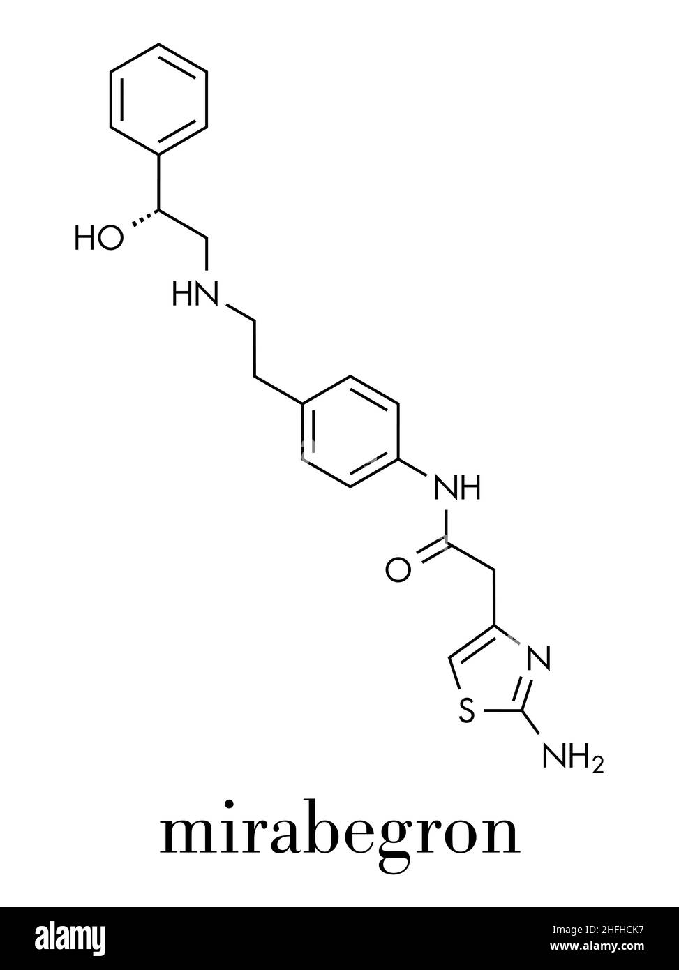 Mirabegron overactive bladder treatment drug molecule. Skeletal formula Stock Vector Image & Art ...