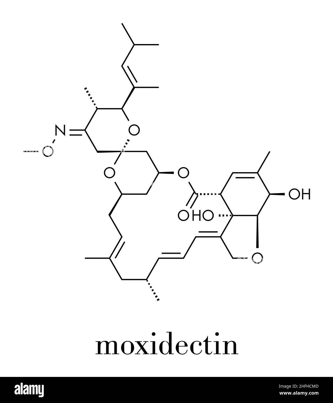 Moxidectin anthelmintic drug molecule. Skeletal formula Stock Vector ...