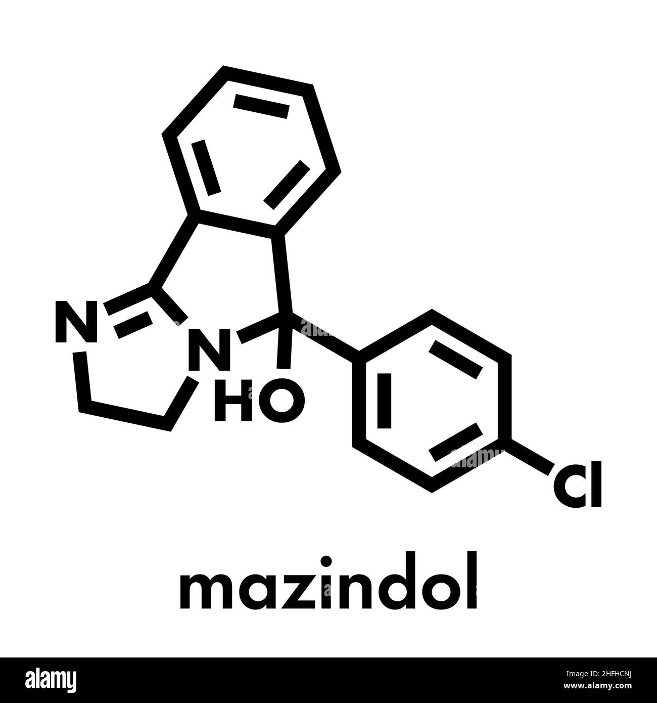 Mazindol appetite suppressant drug molecule. Skeletal formula Stock ...