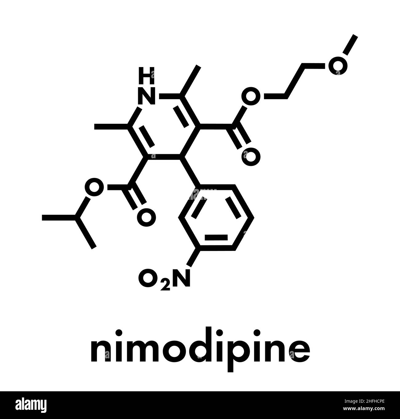 Nimodipine vasospasm drug molecule. Skeletal formula Stock Vector Image ...