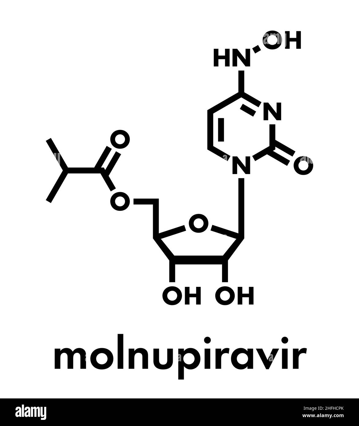 Molnupiravir antiviral drug molecule. Skeletal formula Stock Vector ...