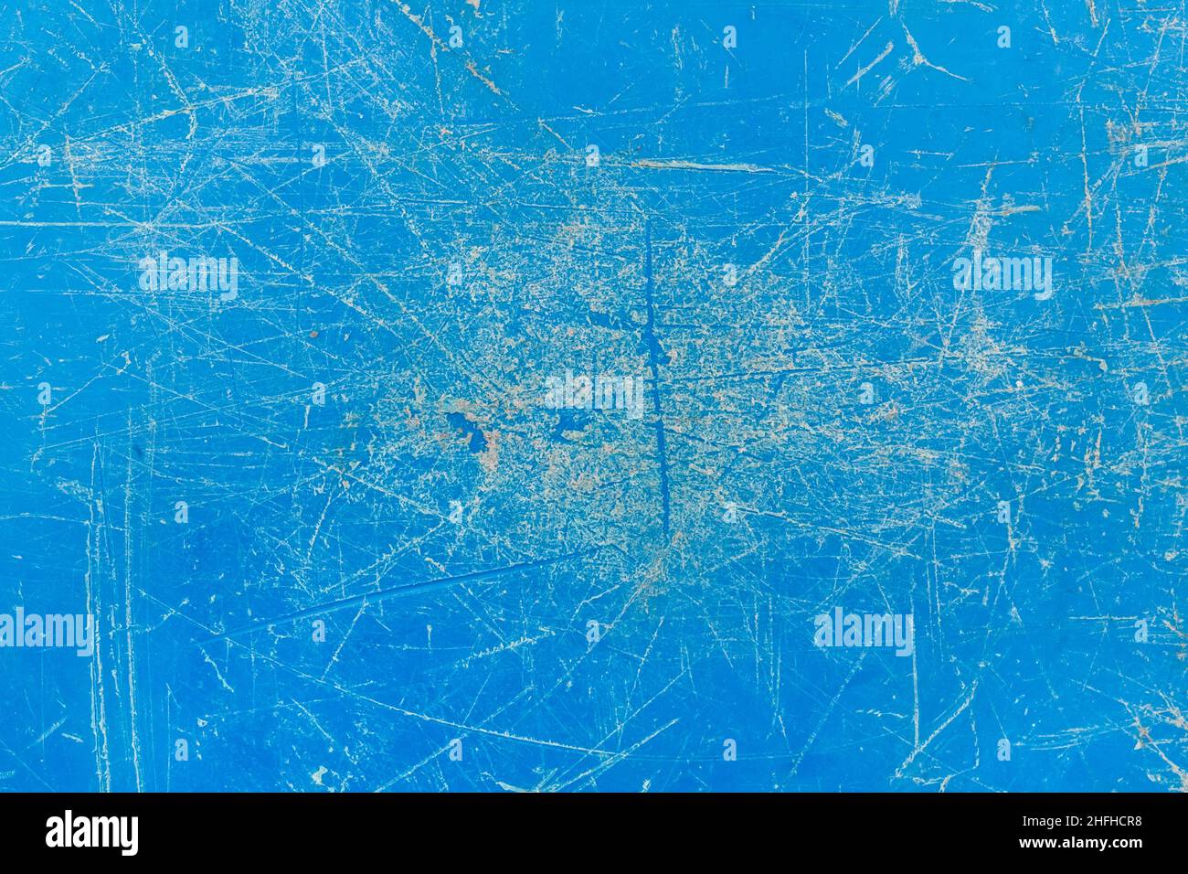 Worn plastic scratched weathered surface blue damaged cracked material ...