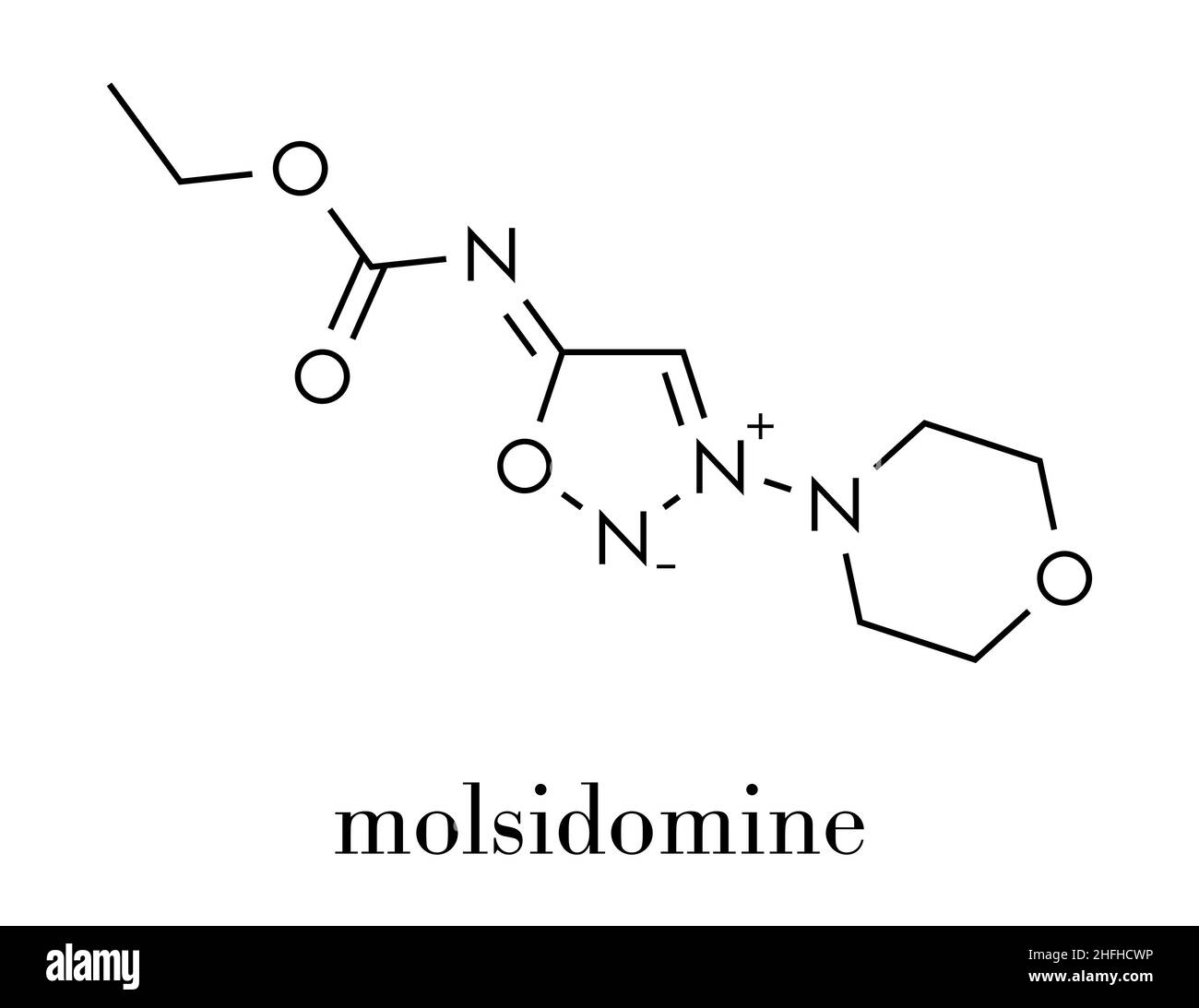 Molsidomine angina drug molecule. Skeletal formula Stock Vector Image ...