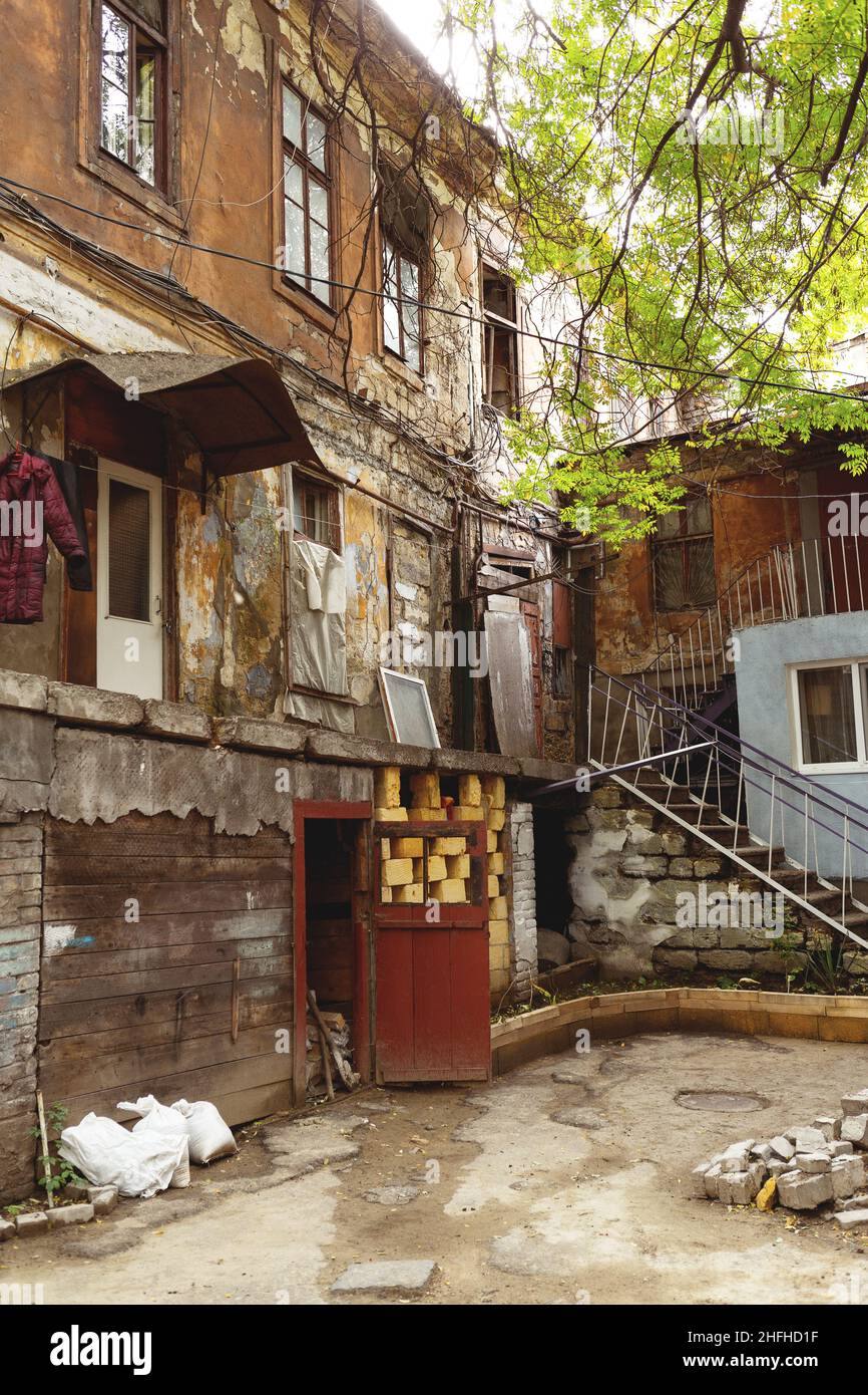 Tinted landscape of destroyed homes in a poor quarter for the poor ...