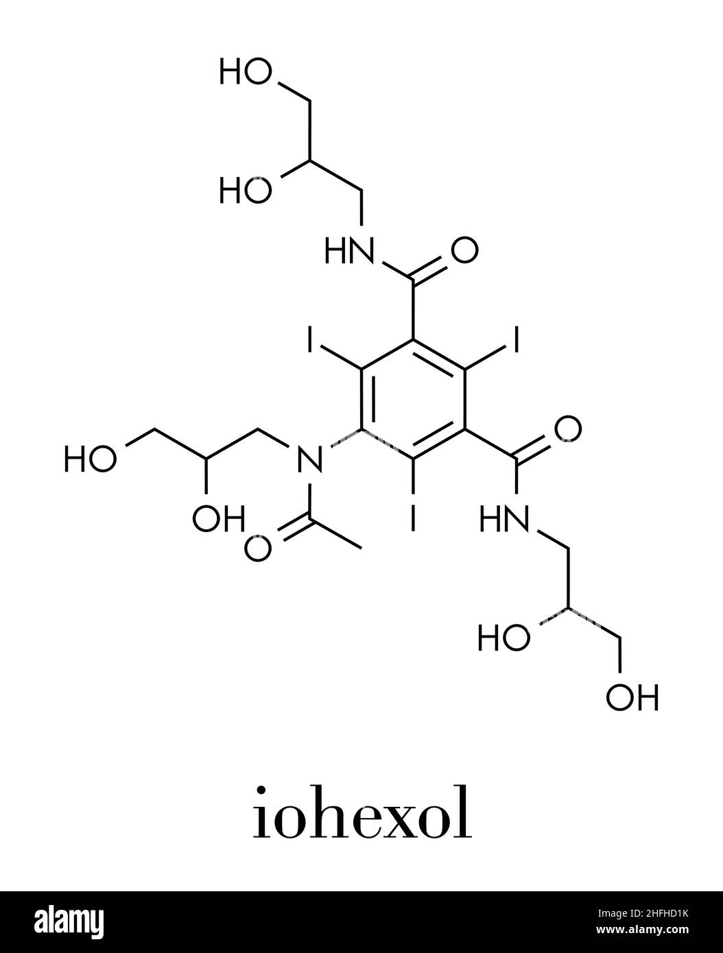 Iohexol contrast agent molecule. Used in coronary angiography ...