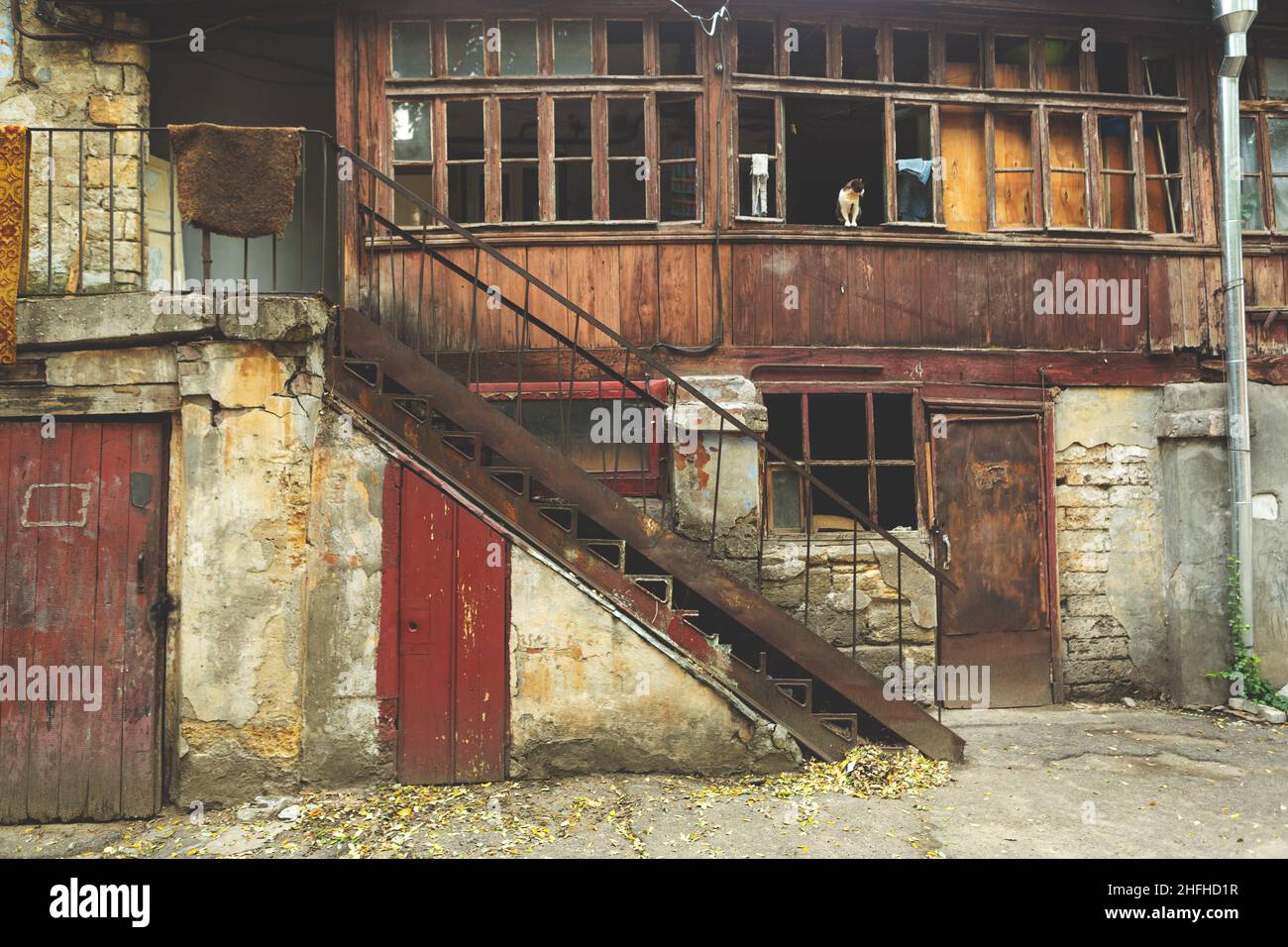 Tinted landscape of destroyed homes in a poor quarter for the poor ...