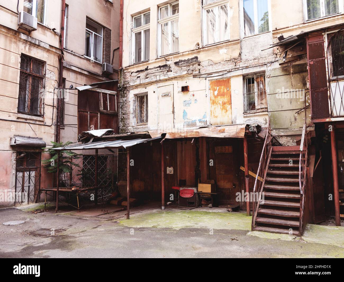 Destroyed houses in a poor quarter for the poor people. Without funding ...