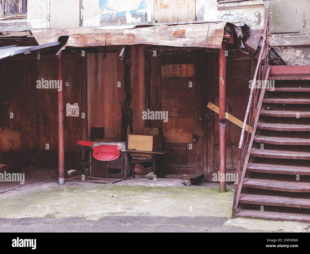 Destroyed houses in a poor quarter for the poor people. Without funding ...