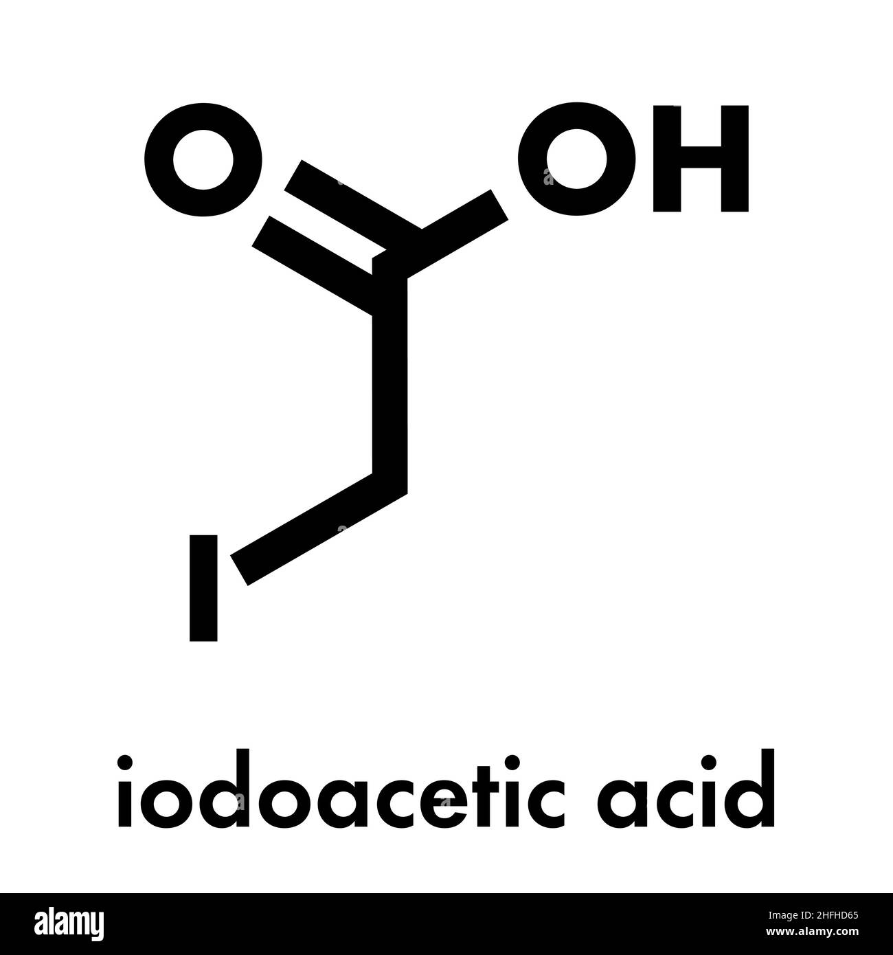 Iodoacetic acid molecule. Toxic alkylating agent. Skeletal formula ...
