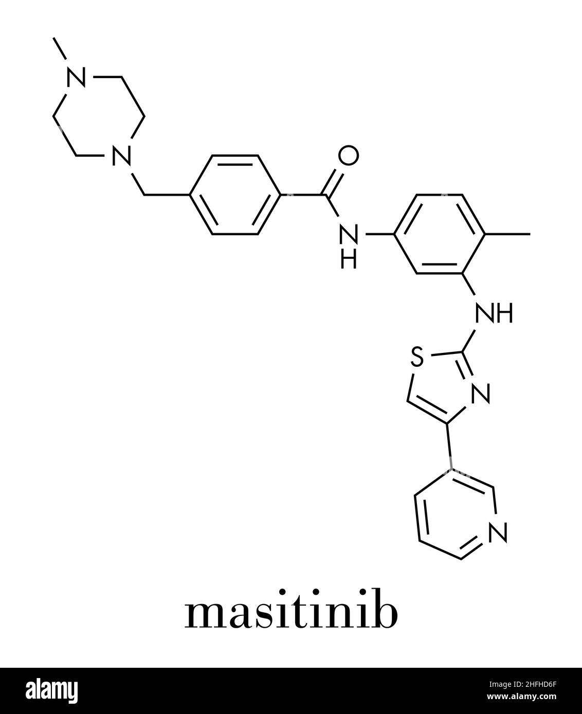 Masitinib cancer drug molecule. Skeletal formula Stock Vector Image ...