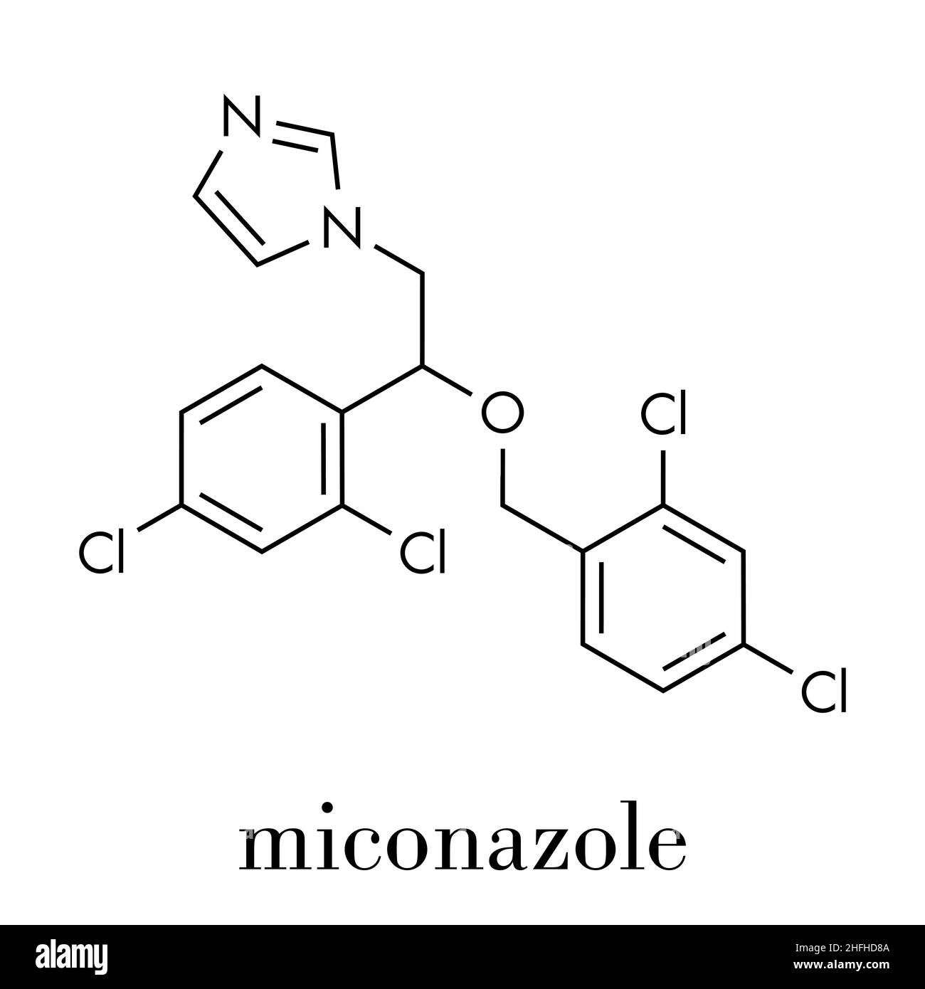 Miconazole antifungal drug molecule. Skeletal formula Stock Vector ...