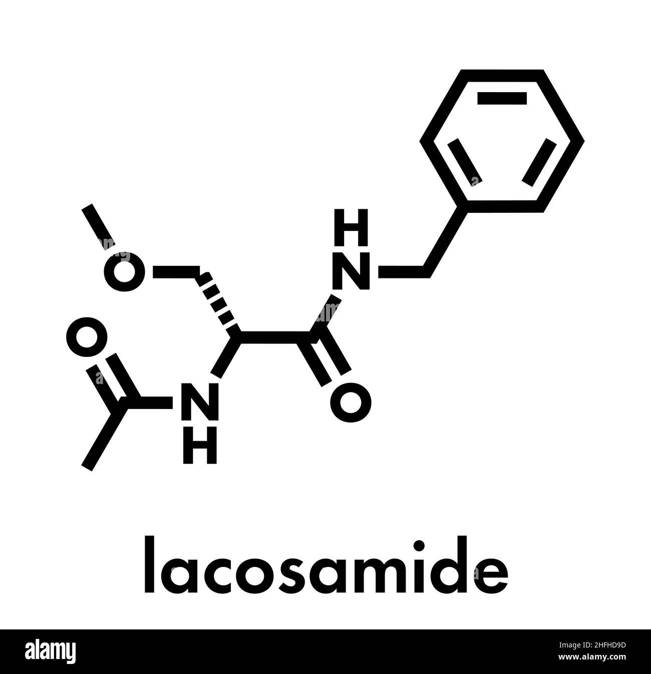 Lacosamide anticonvulsant drug molecule. Skeletal formula Stock Vector ...