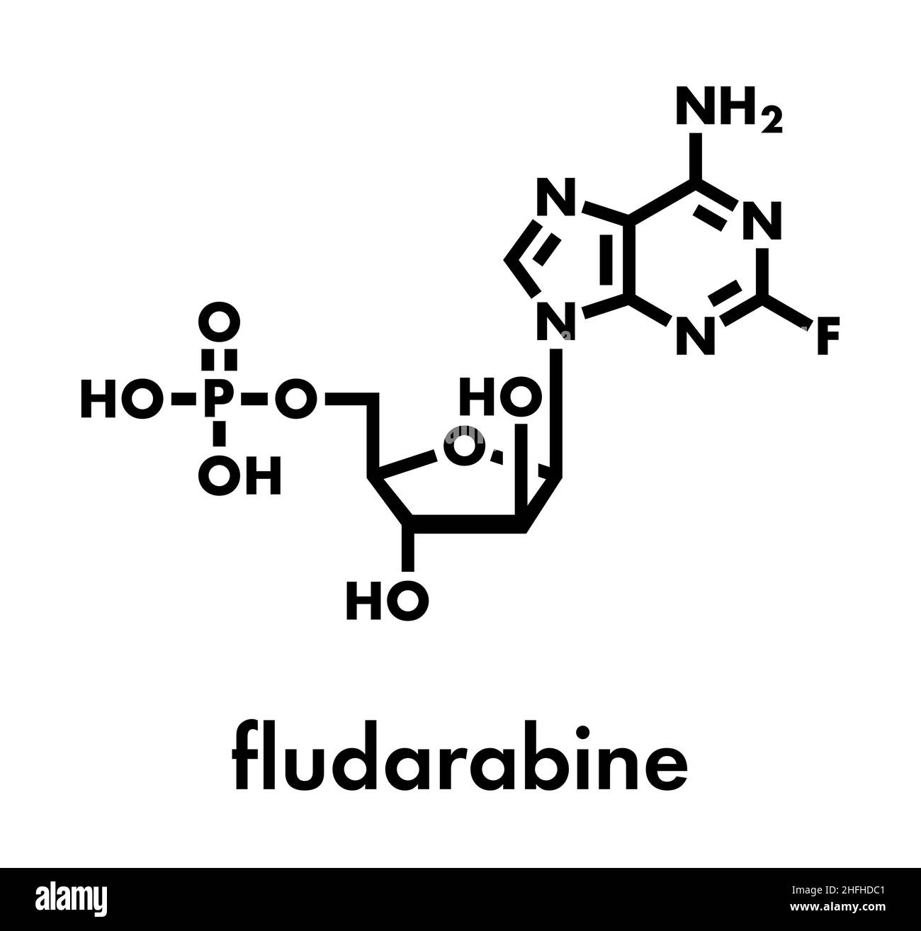 Fludarabine blood cancer drug molecule. Skeletal formula Stock Vector ...