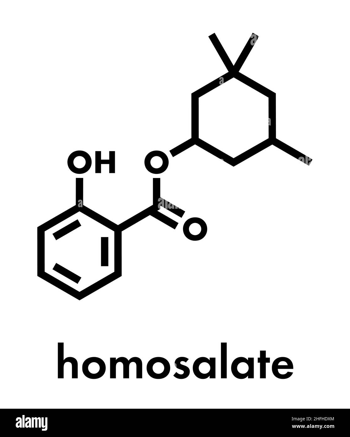 Homosalate sunscreen molecule (UV filter). Skeletal formula Stock ...