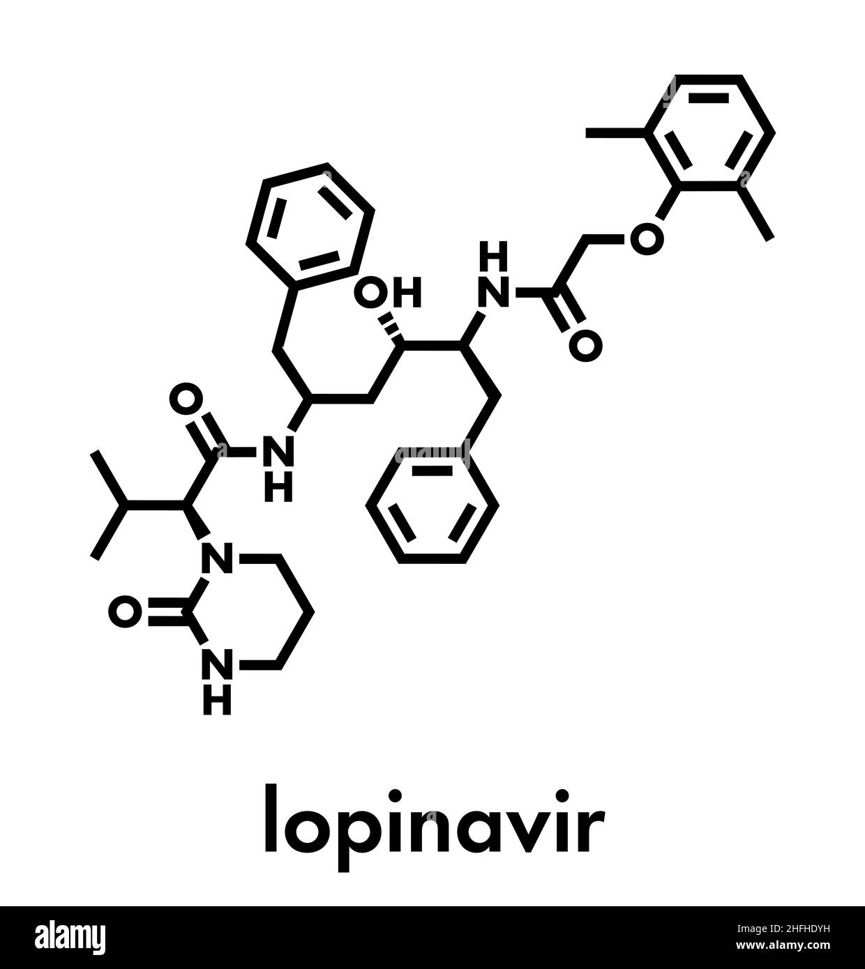 Lopinavir HIV drug molecule. Protease inhibitor class antiretroviral ...