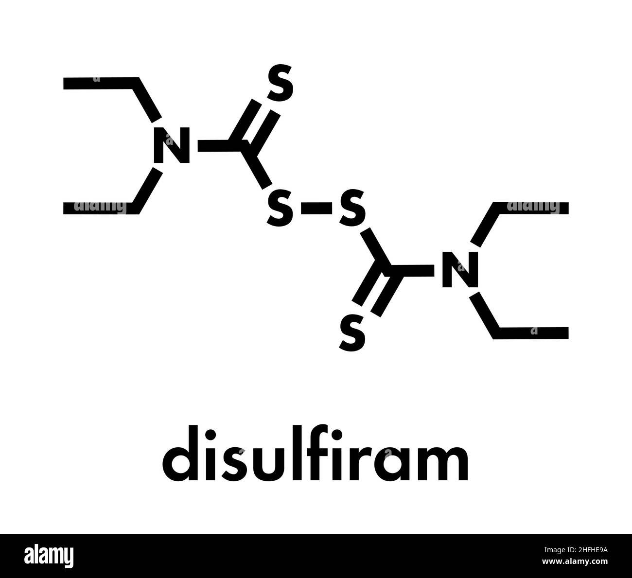 Disulfiram alcoholism treatment drug molecule. Skeletal formula Stock ...