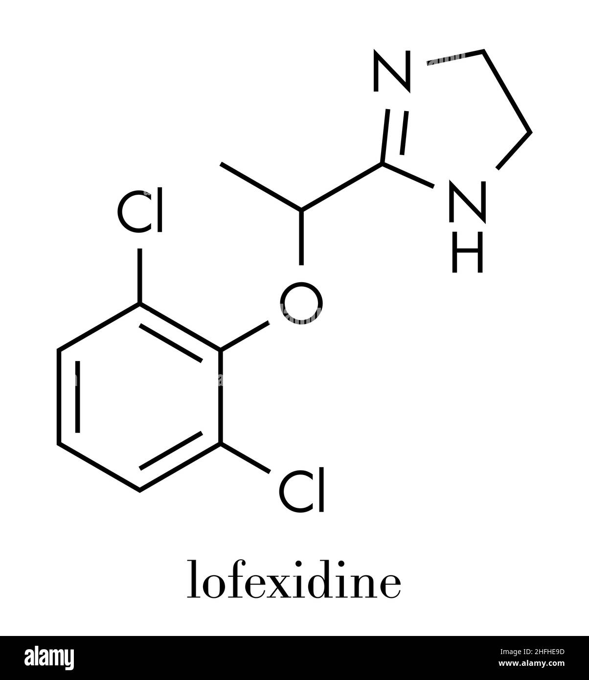 Lofexidine opioid withdrawal treatment drug. Skeletal formula Stock ...